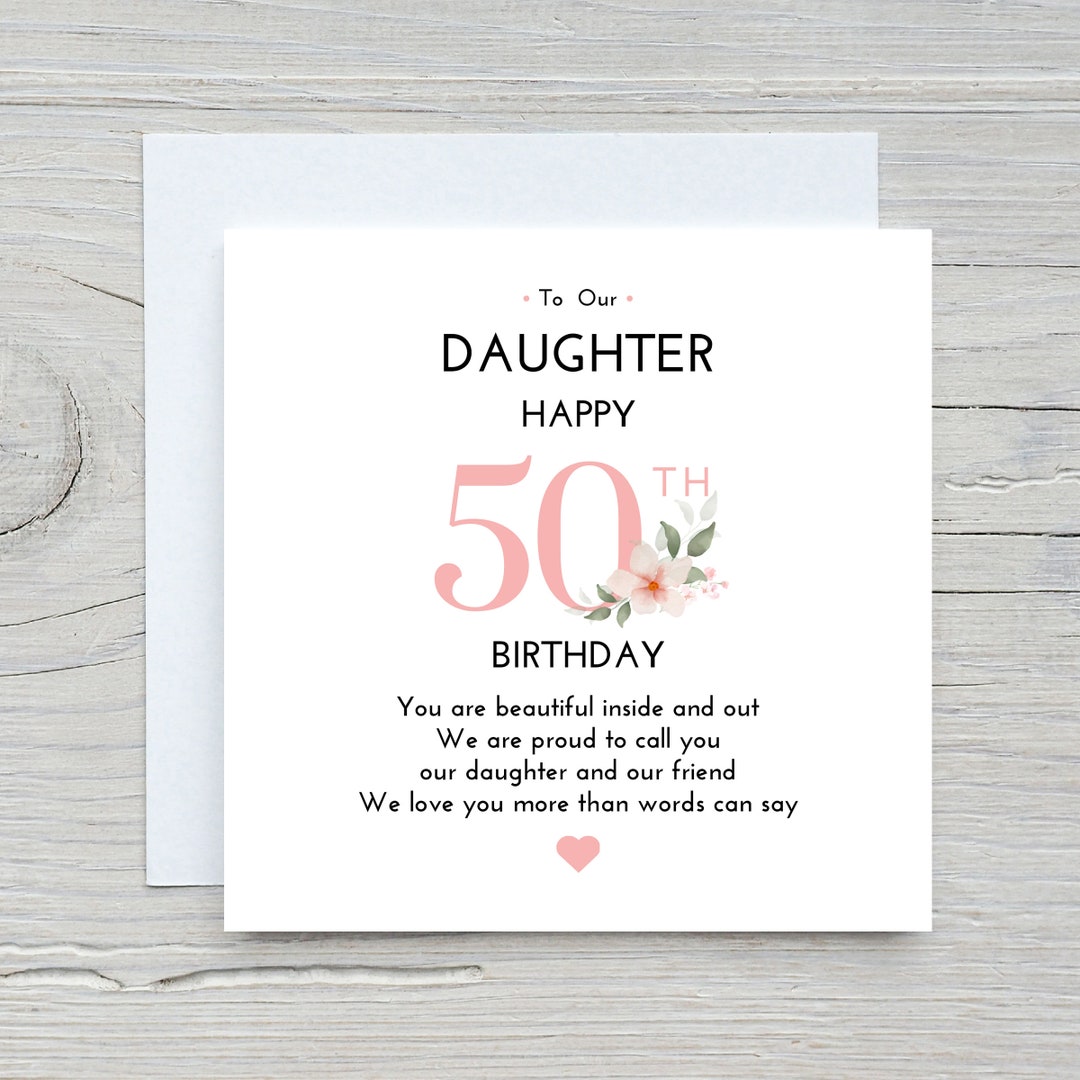 50th Birthday Card Daughter, Daughter Birthday Card, Beautiful Daughter ...