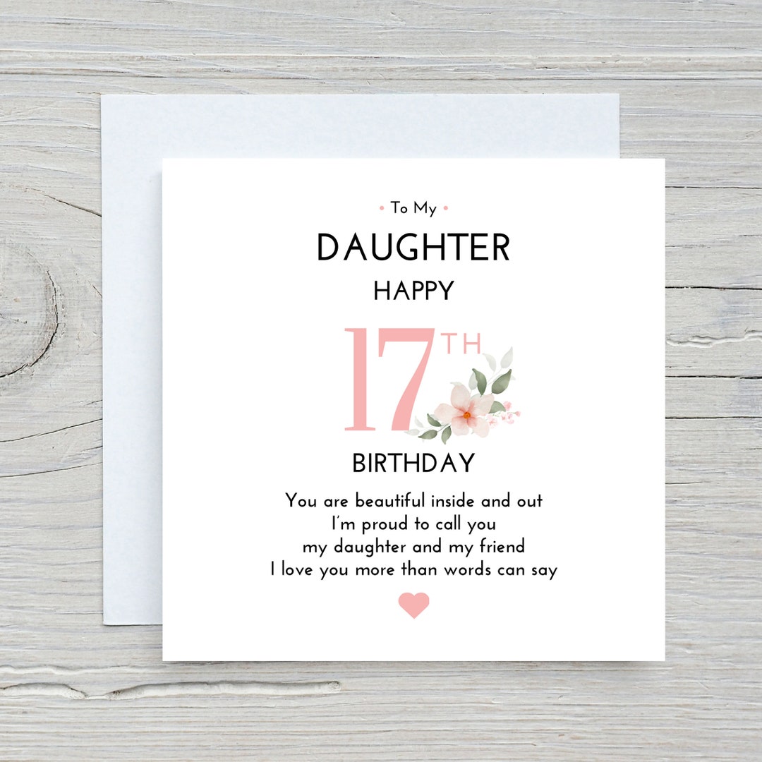17th Birthday Card Daughter, Daughter Birthday Card, Beautiful Daughter ...