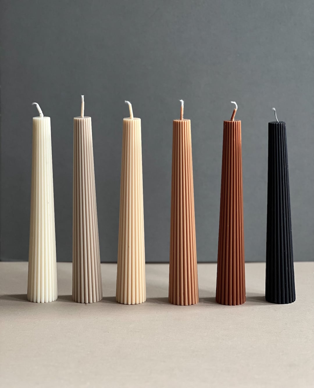 Greko Ribbed Pillar Candle: Decorative Soy Wax Dinner Candle - Etsy