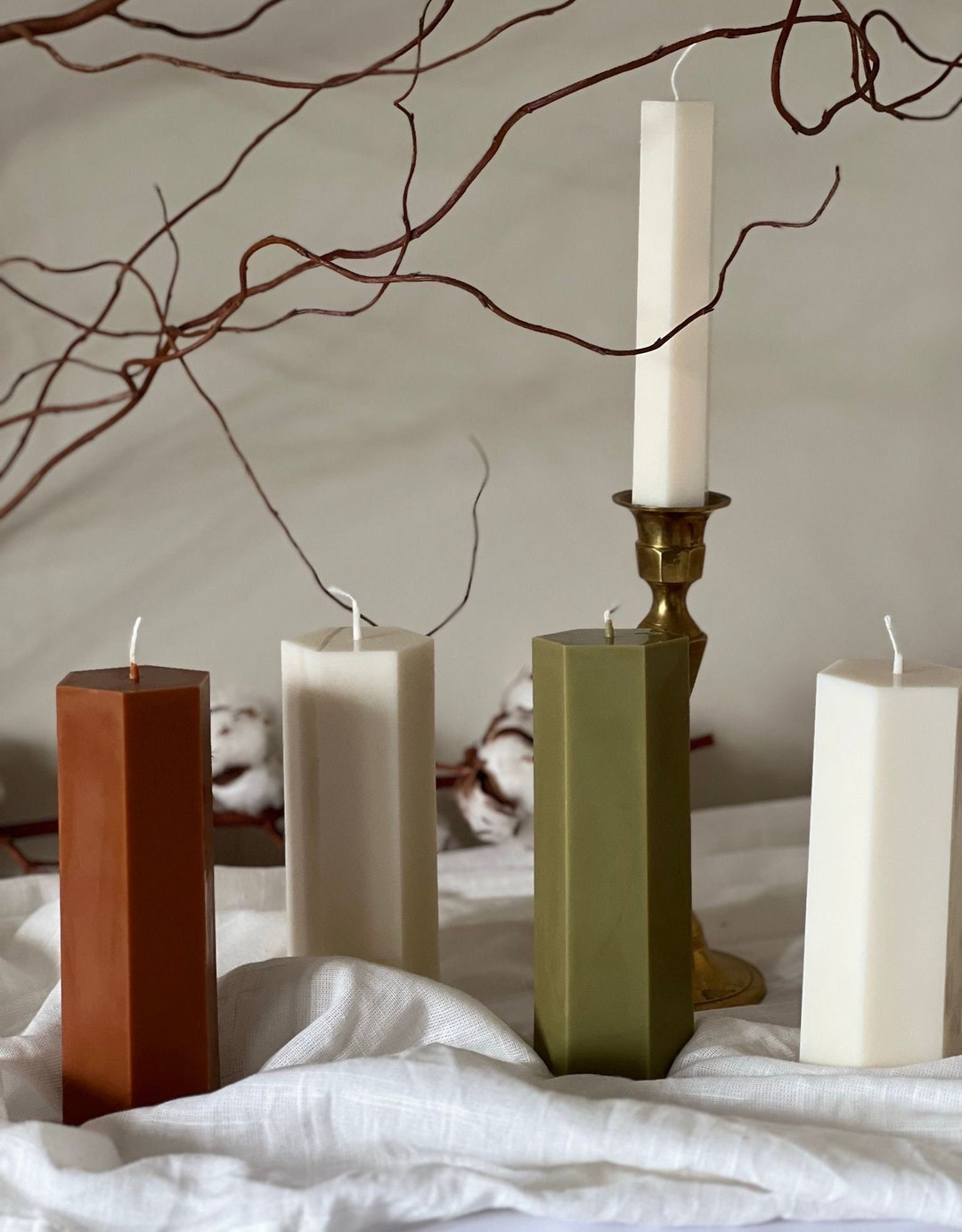 Hexagon Pillar Candle: Decorative Soy Wax Column Candle - Etsy