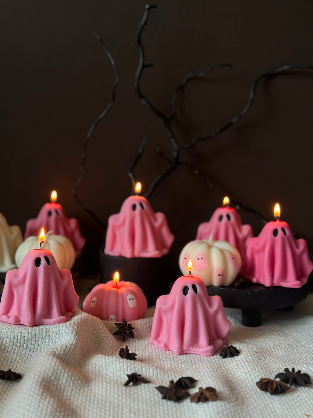 Pink Ghost Candle: Handmade Soy Wax Halloween Decor - Etsy