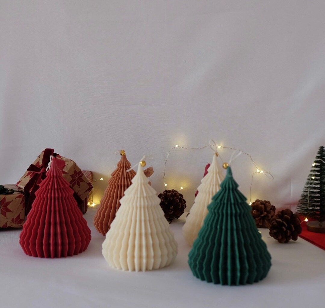 Origami Christmas Tree Candle Christmas Present Pillar Candles ...