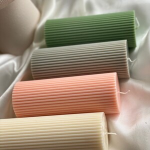 Ribbed Thick Candle |pillar Candle |home Decor Candle |large Ribbed ...