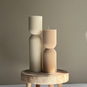 Hourglass Soy Wax Candle | Ribbed Pillar, Sculptural Aesthetic - Etsy