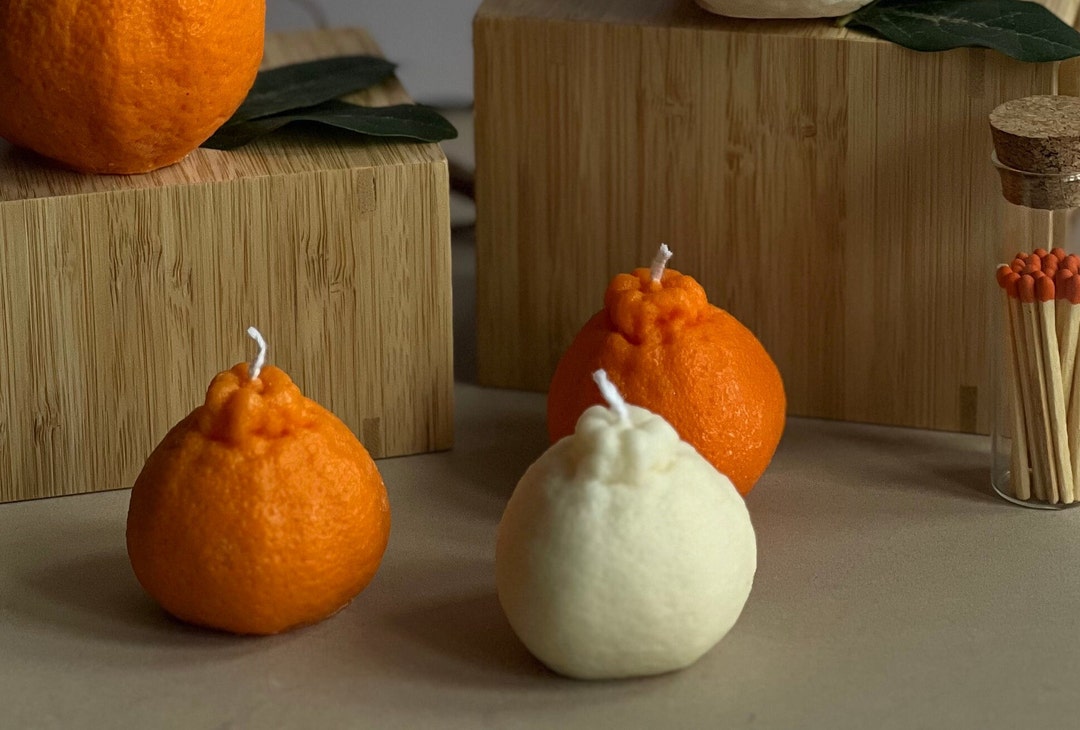 Orange Shaped Candle: Citrus Scented Soy Wax Vegan Candle - Etsy