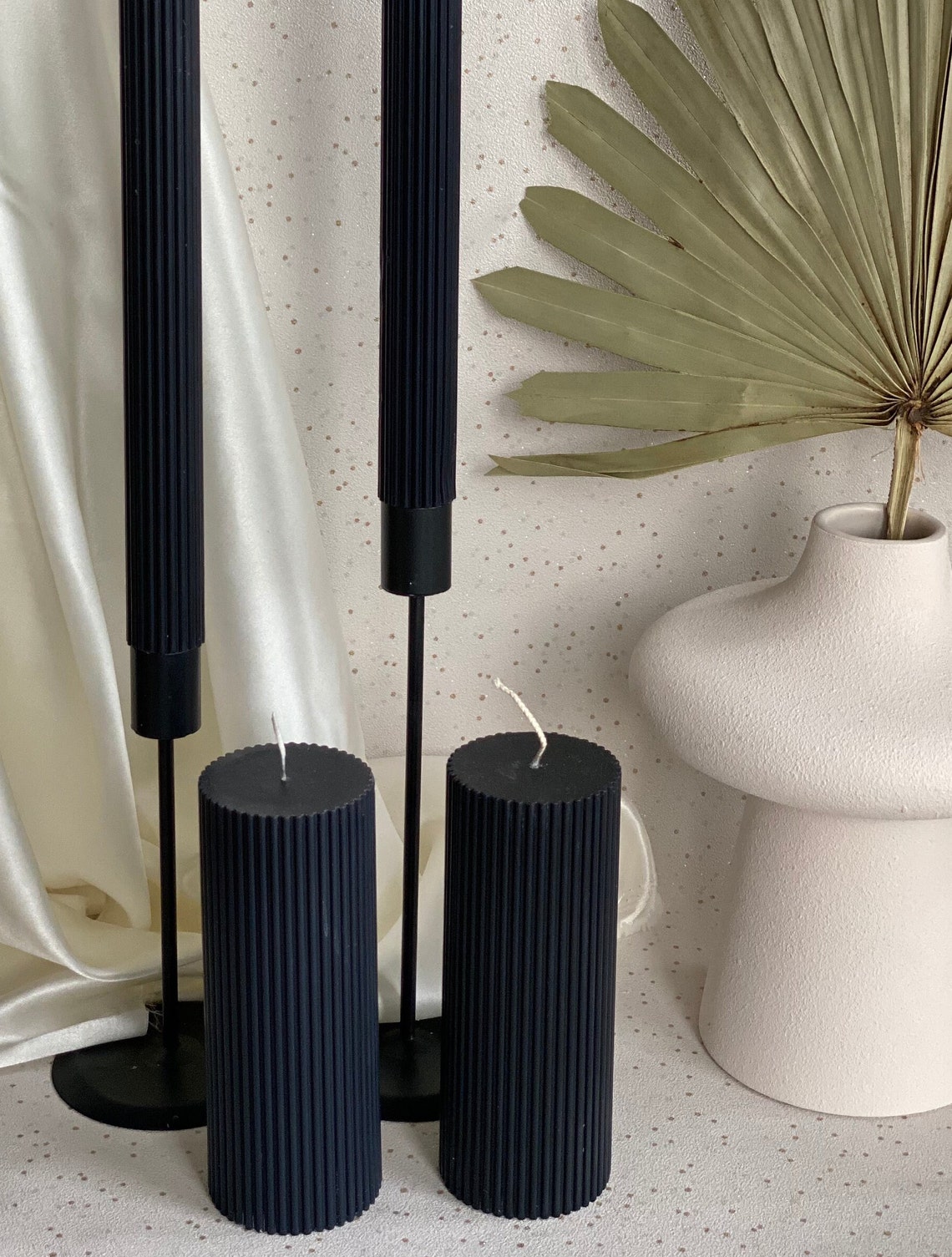 Ribbed Thick Candle pillar Candle home Decor Candle large | Etsy UK