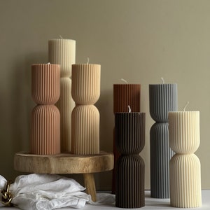 Hourglass Soy Wax Candle | Ribbed Pillar, Sculptural Aesthetic - Etsy