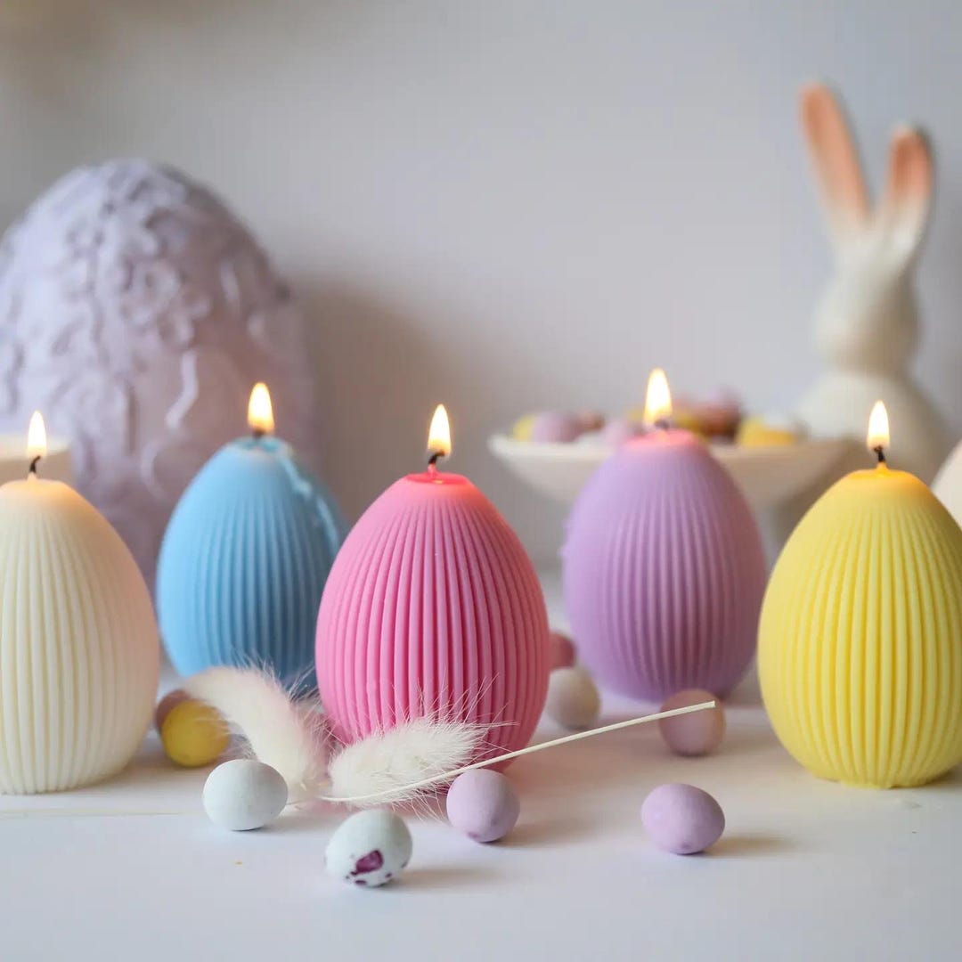 Ribbed Egg Candle | Easter | Bunny Eggy Candle | Soy Wax Candle - Etsy