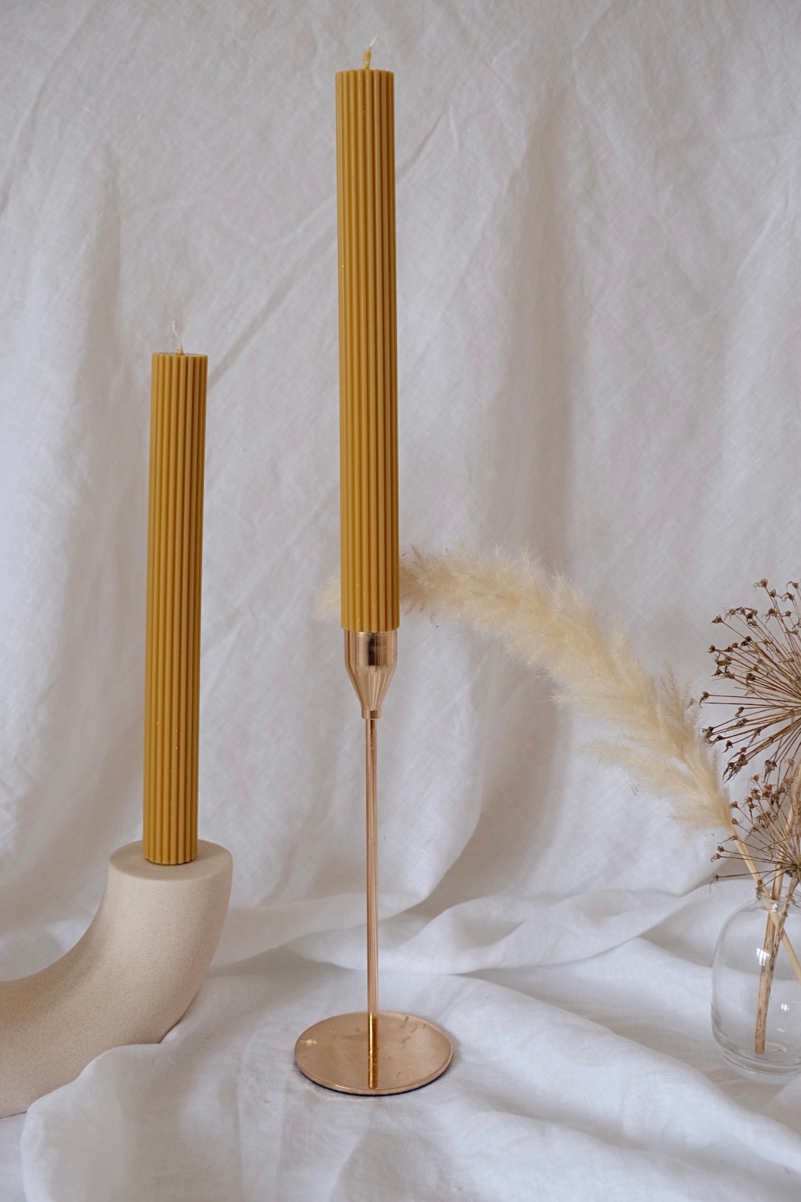 Taper Ribbed Candles Tall Ribbed Pillar Candle column - Etsy