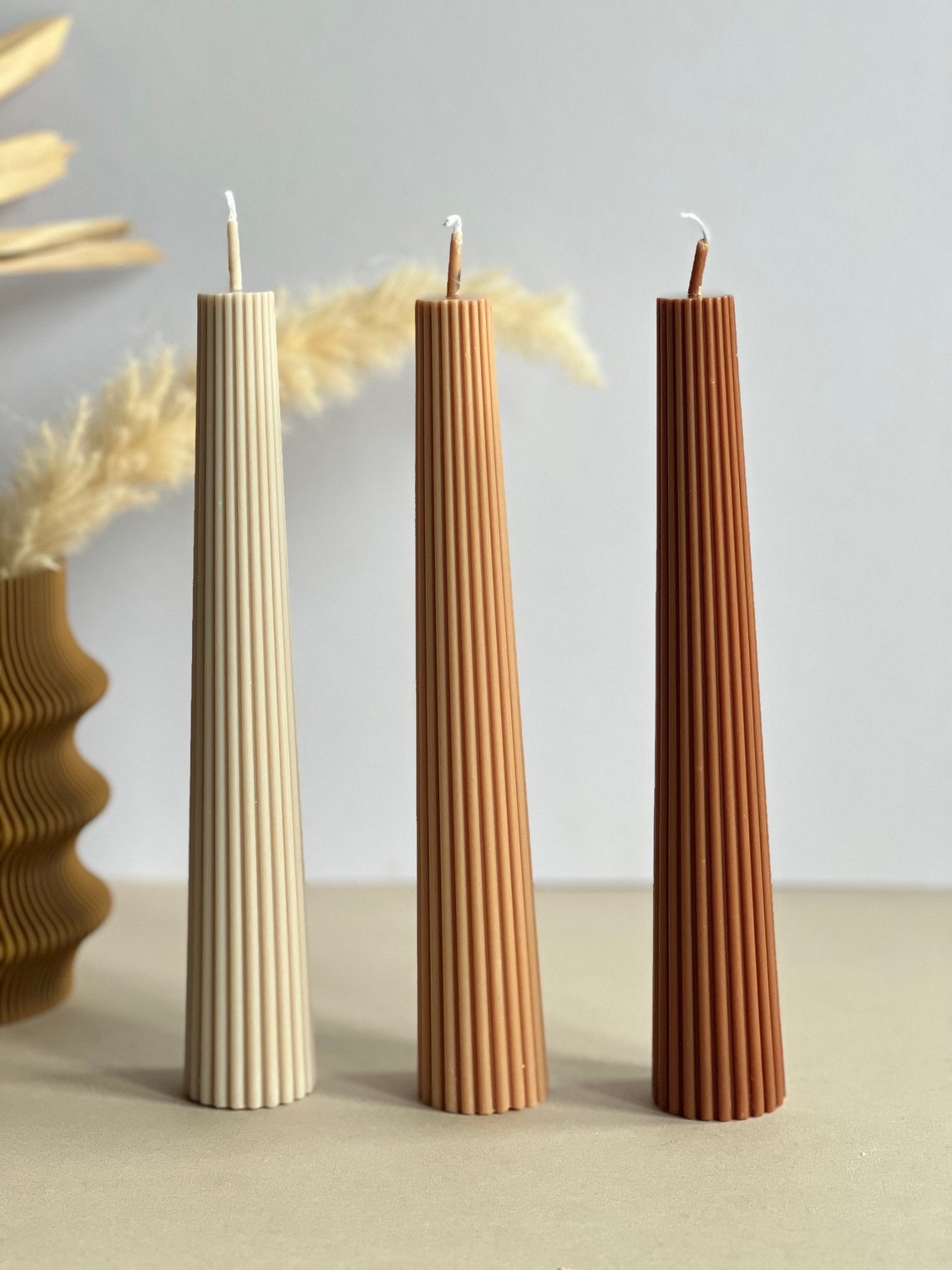 Greko Column Ribbed Candles Ribbed Pillar Candle Dinner - Etsy Canada