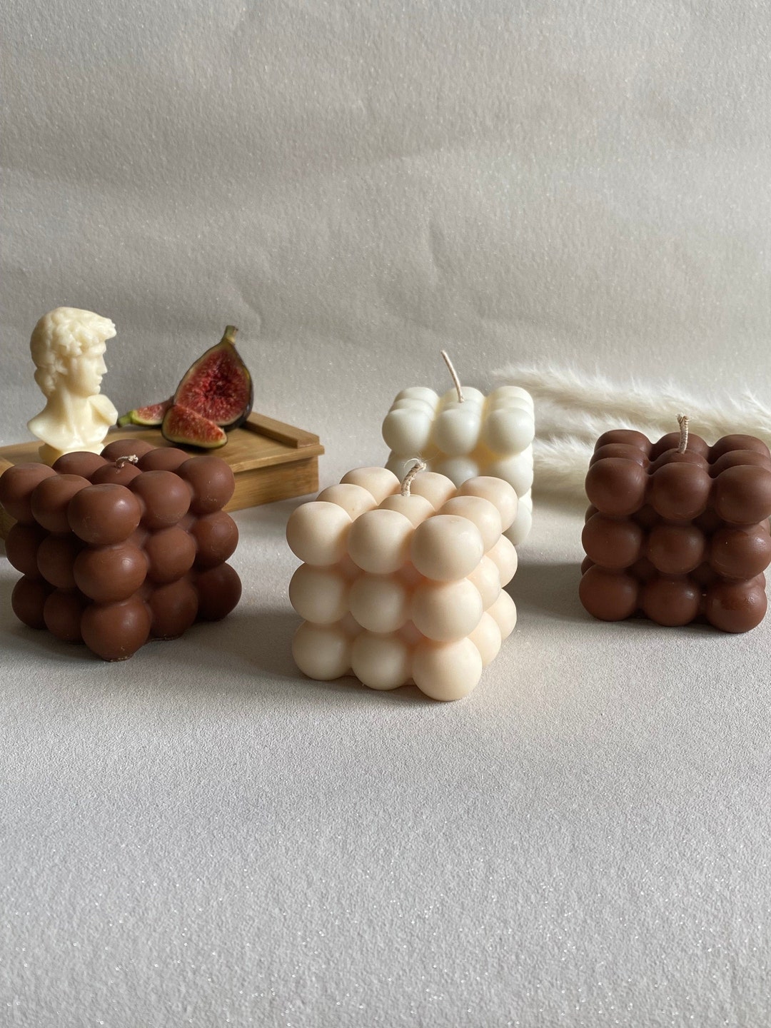 Soy Wax Bubble Candle: Large Vegan Cube Candle - Etsy