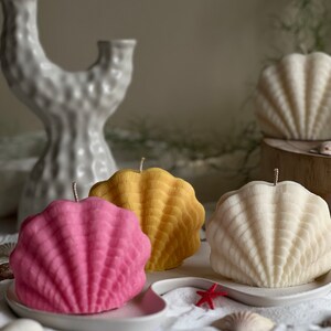 Large Sea Shell Candles | Pillar Candle | Summer Candle | Soy Wax ...