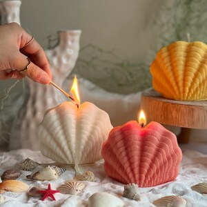 Large Sea Shell Candles | Pillar Candle | Summer Candle | Soy Wax ...