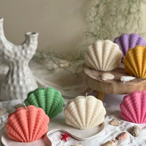 Large Sea Shell Candles | Pillar Candle | Summer Candle | Soy Wax ...