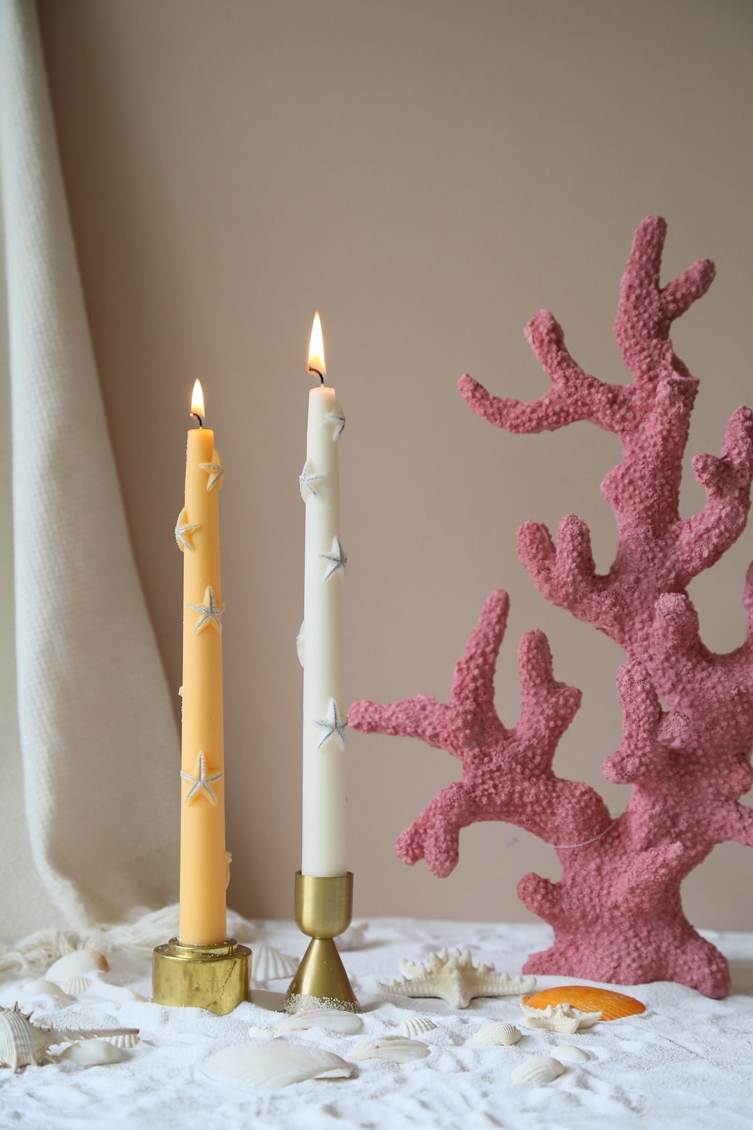 Scented Taper Candles: Sea-inspired Starfish Decor, Set of 2 - Etsy