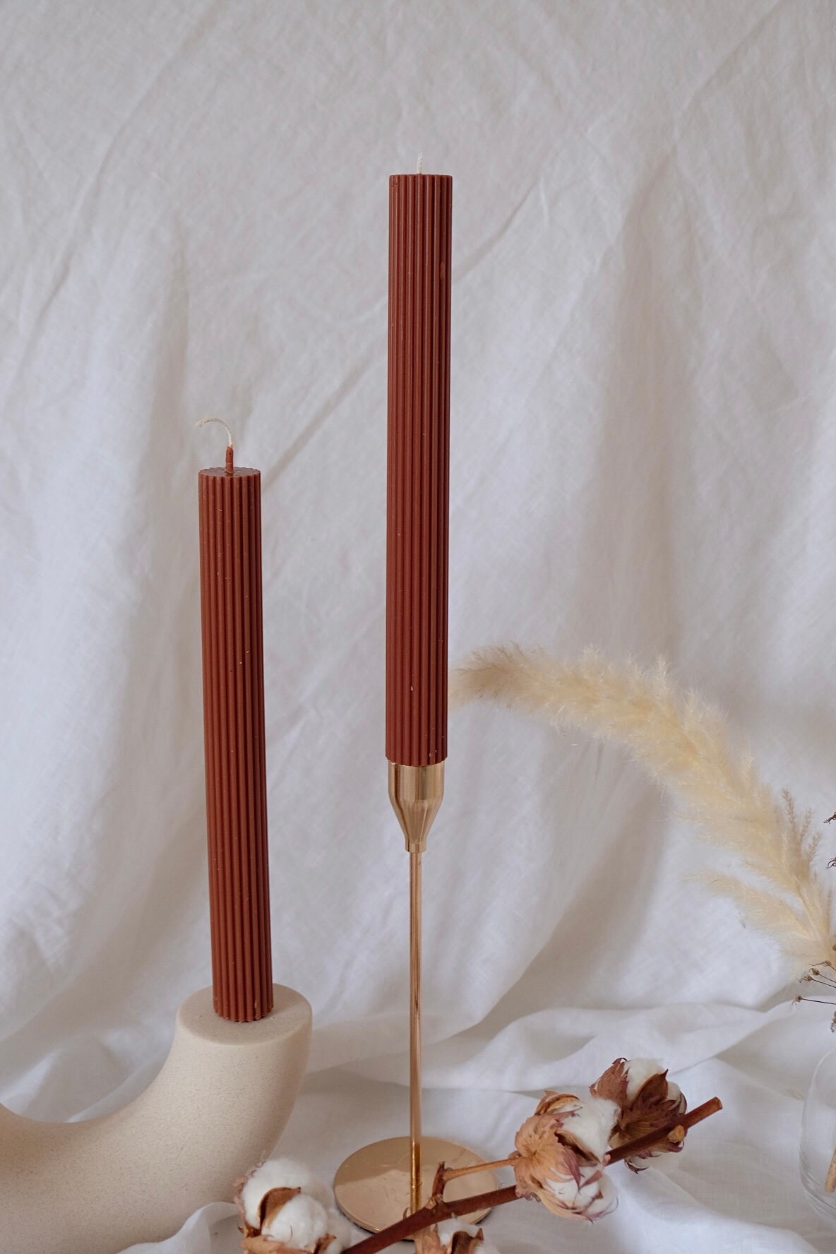Taper Ribbed Candles Tall Ribbed Pillar Candle column | Etsy UK