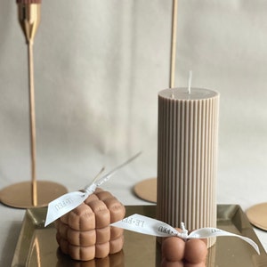 Ribbed Thick Candle |pillar Candle |home Decor Candle |large Ribbed ...