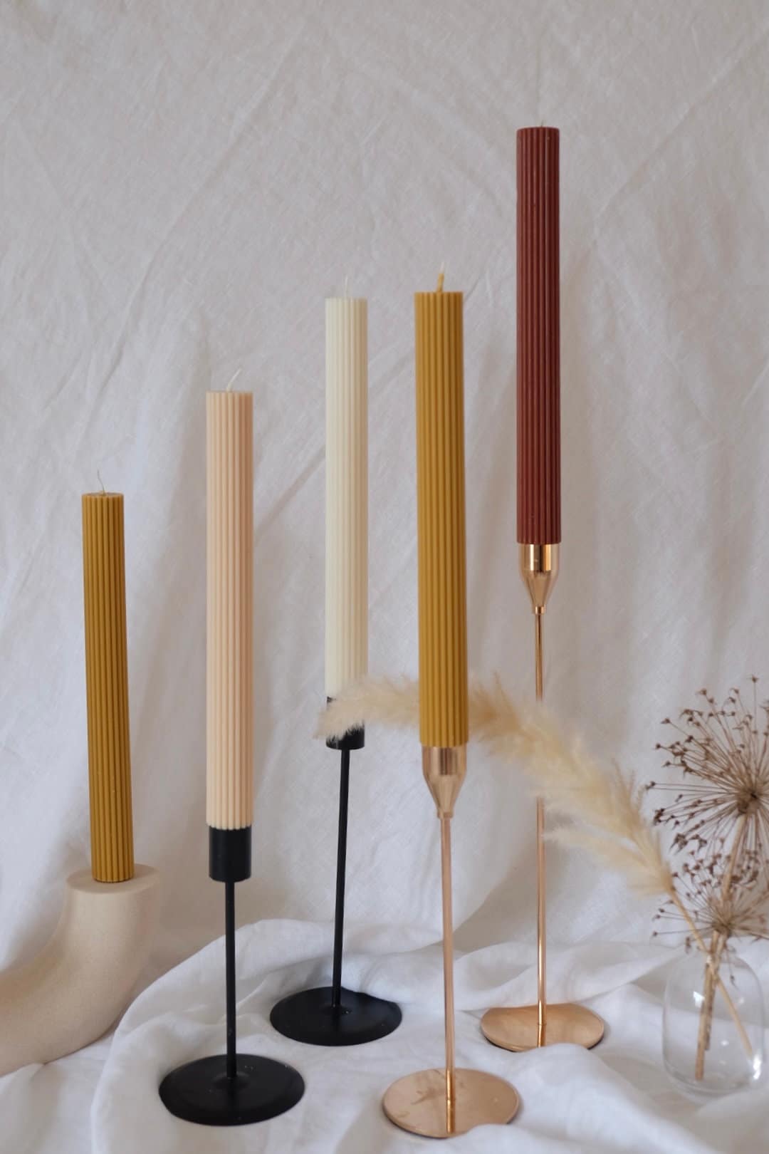 Taper Ribbed Candles Tall Ribbed Pillar Candle column | Etsy UK