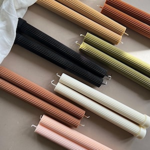 Flat Bottom Taper Ribbed Candles | Tall Ribbed Pillar Candle | Greek ...