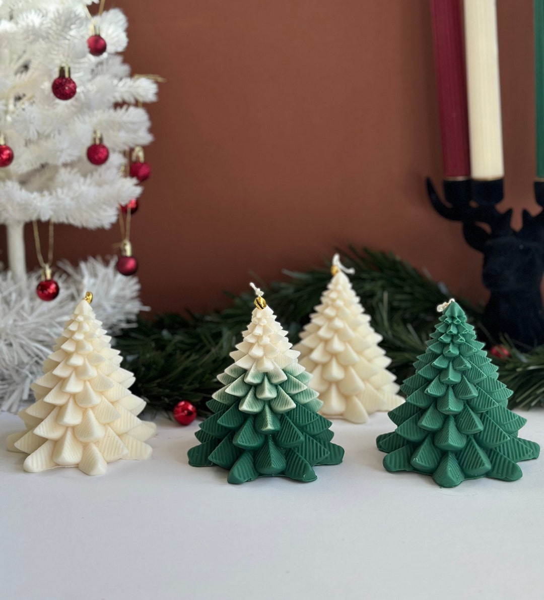 Christmas Tree Candle | Present | Pillar Candles | Decorative Christmas ...
