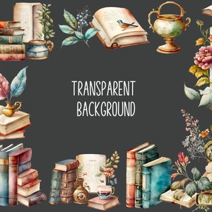 Watercolor Book Lover Clipart Bundle, Book Lover Clipart, Book Png ...