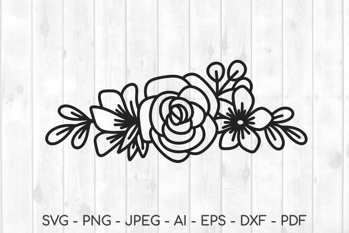 Flower Svg Floral Svg Flower Bouquet Svg Line Flower Svg - Etsy