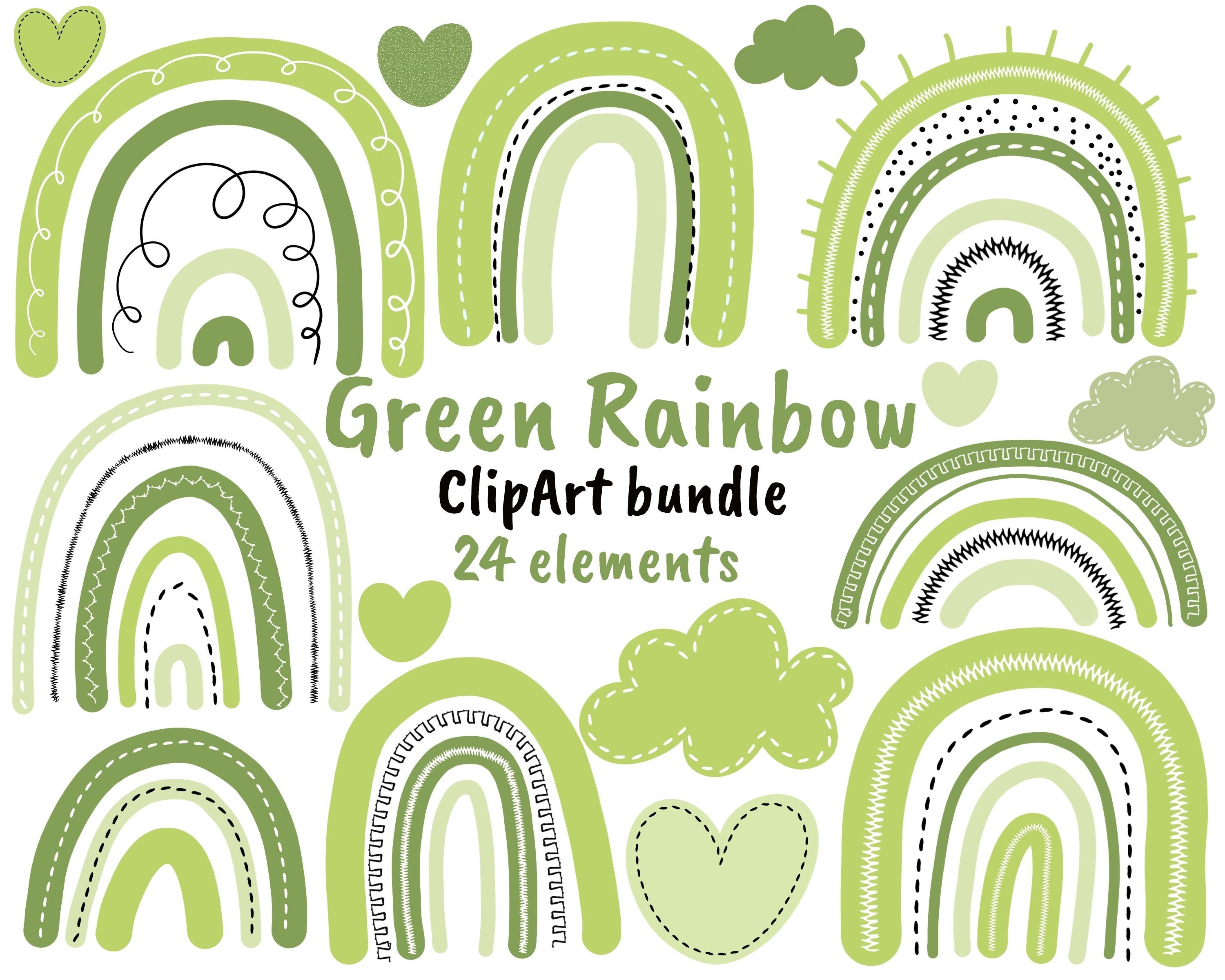 Green Rainbow Png Green Rainbow Clip Art Rainbow Clipart - Etsy UK