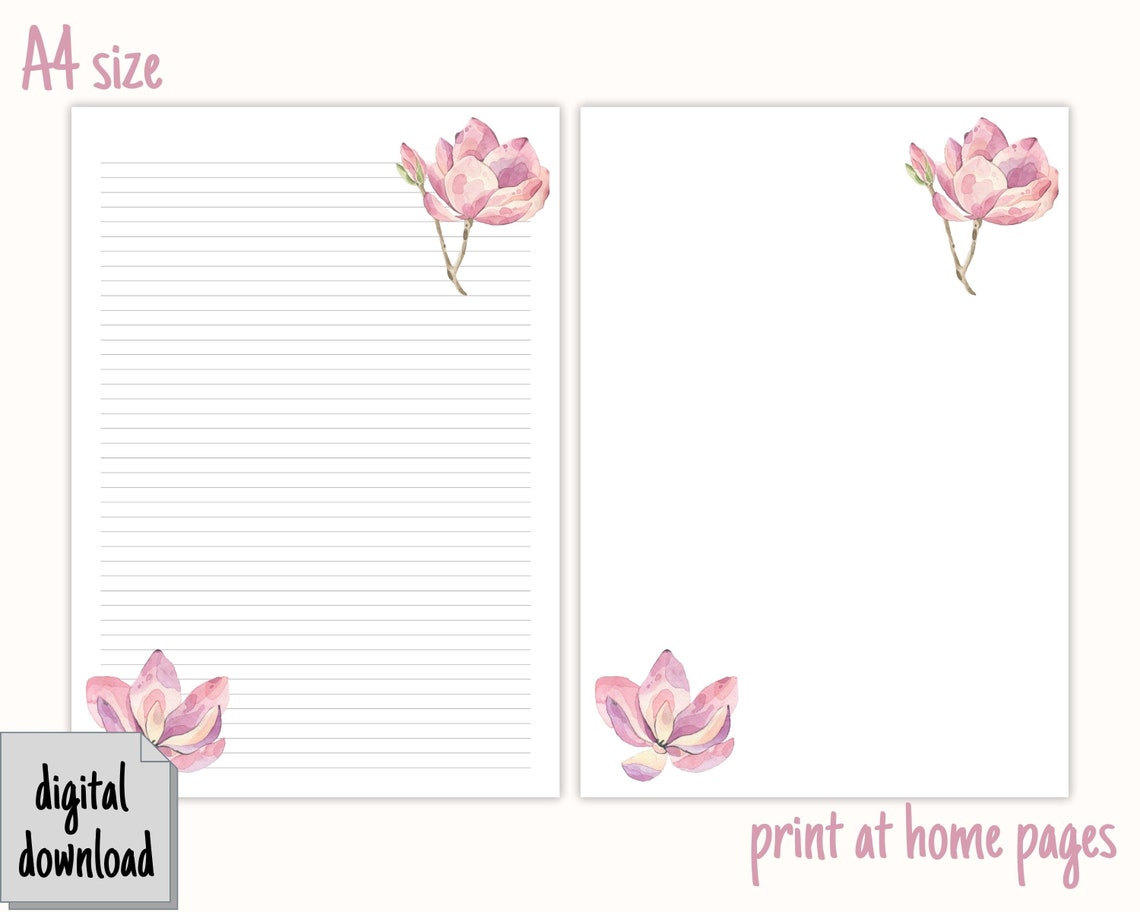 Floral Printable Letter Paper Letter Writing Set Letter | Etsy