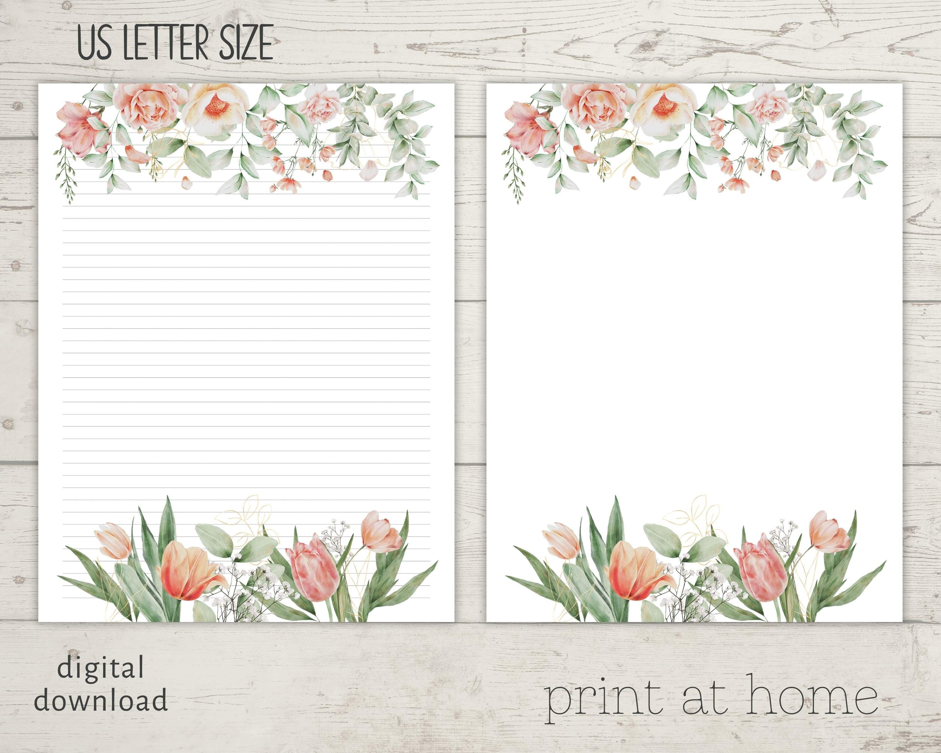 Printable Floral Letter Paper Letter Writing Paper Letter - Etsy Canada