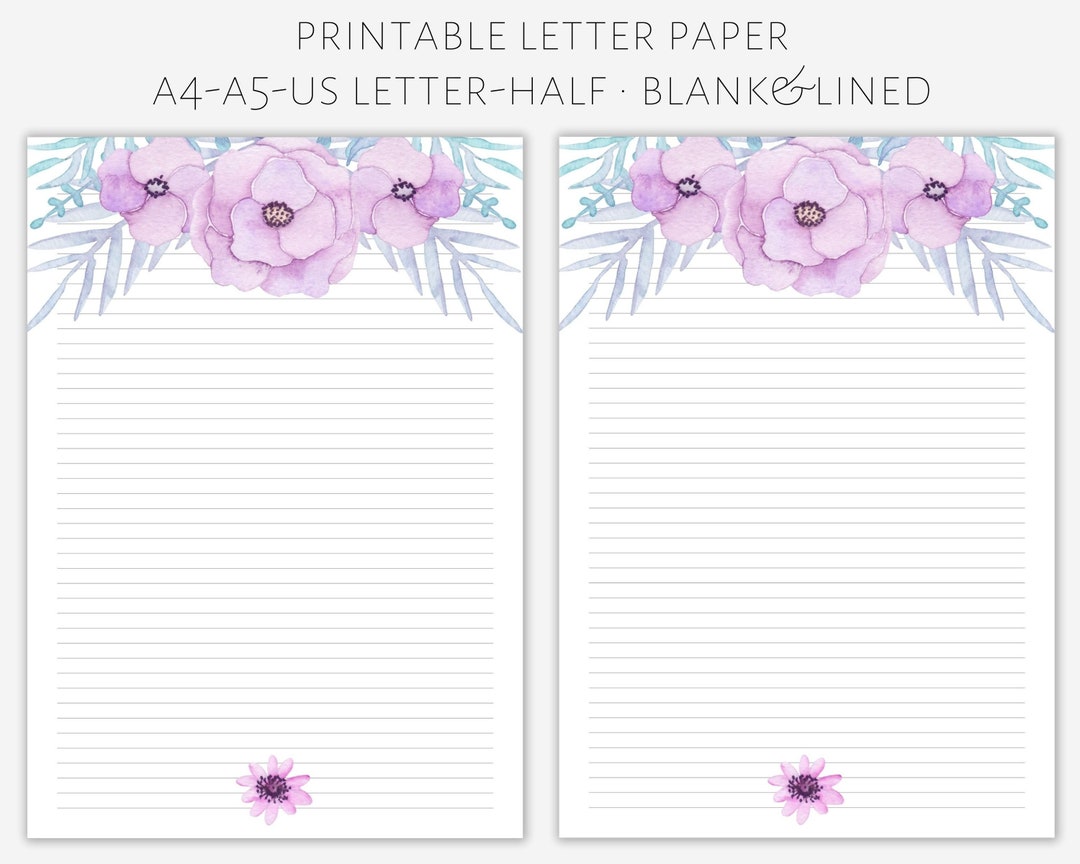 Printable Floral Letter Paper, Letter Writing Paper, Letter Stationery ...