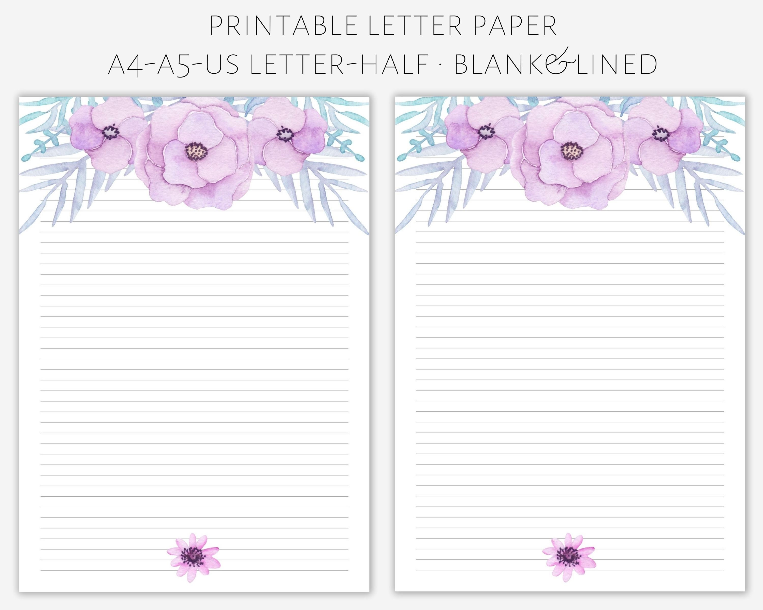 Printable Floral Letter Paper Letter Writing Paper Letter - Etsy