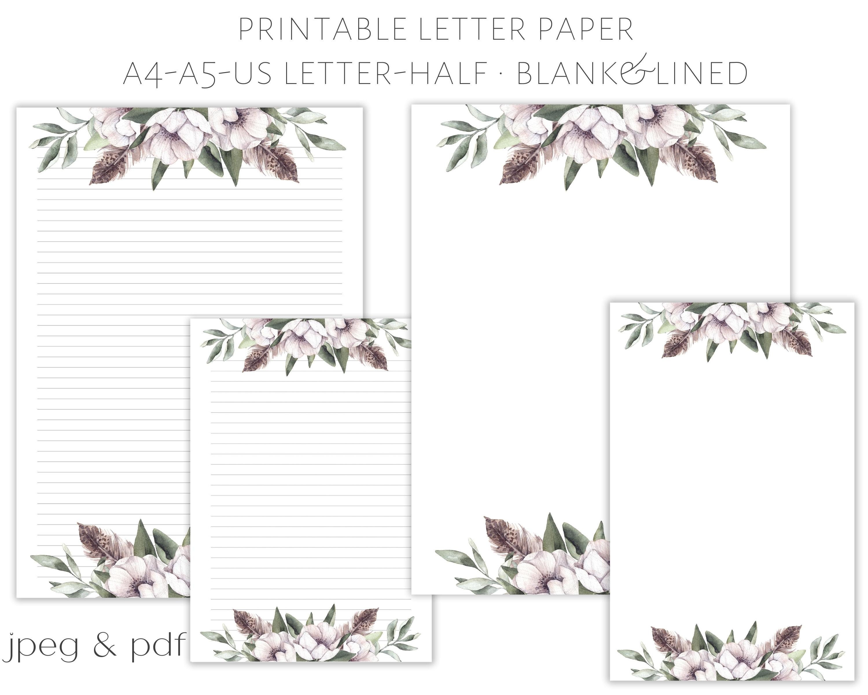 Printable Floral Letter Paper Letter Writing Paper Letter - Etsy
