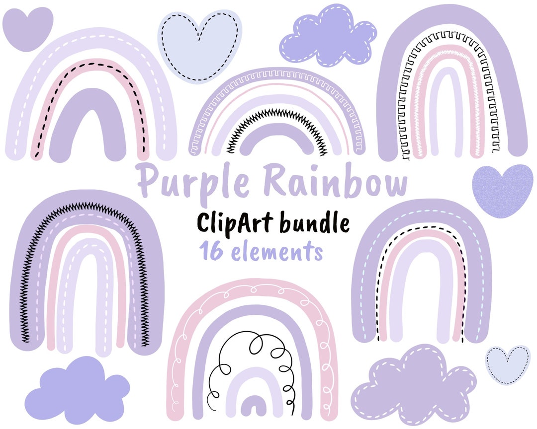 Purple Rainbow Png Purple Rainbow Clip Art Rainbow Clipart - Etsy Singapore