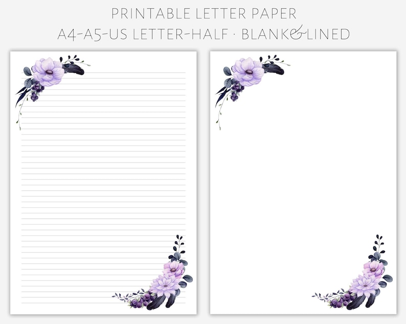 Printable Floral Letter Paper Letter Writing Paper Letter | Etsy