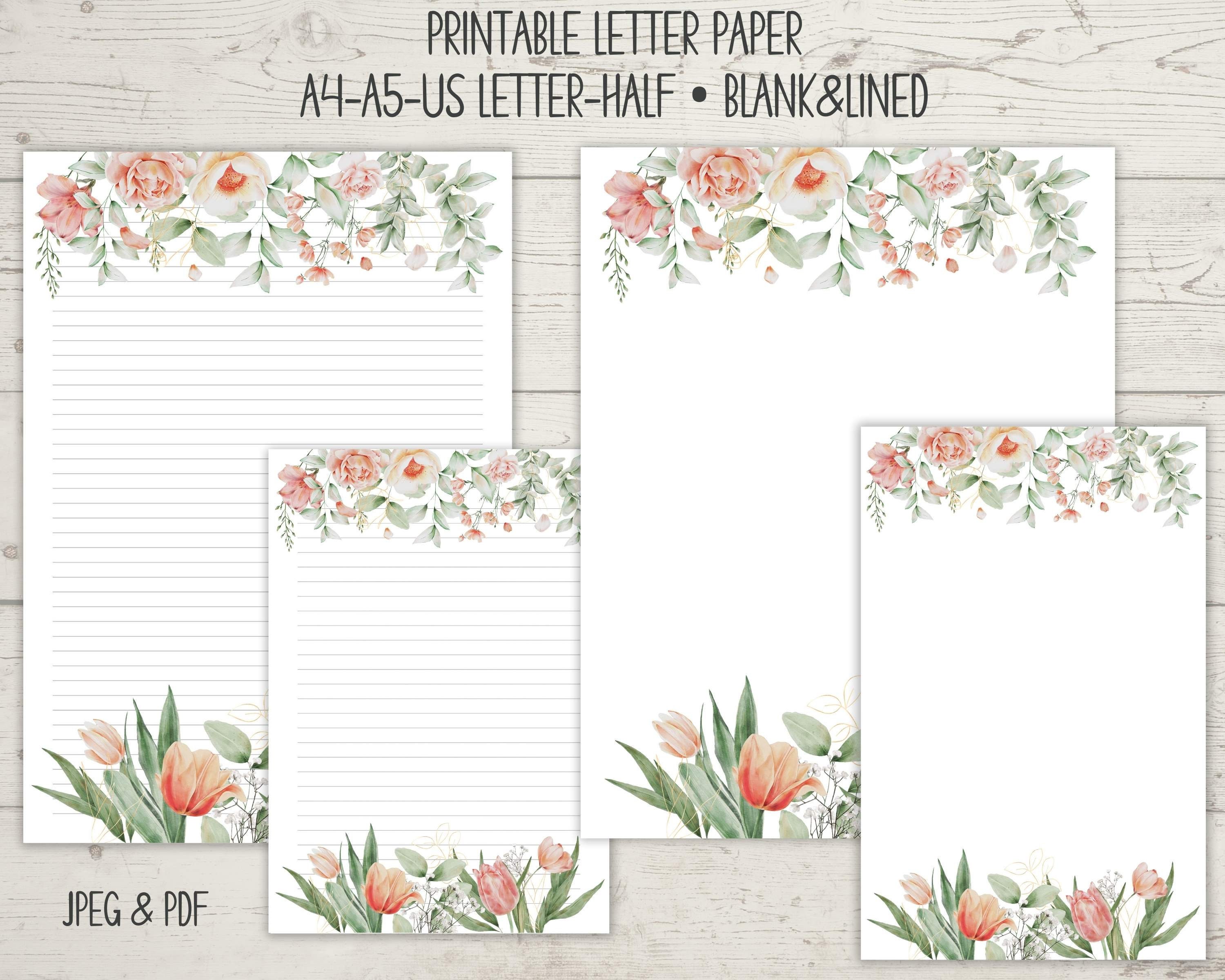 Printable Floral Letter Paper Letter Writing Paper Letter - Etsy Canada