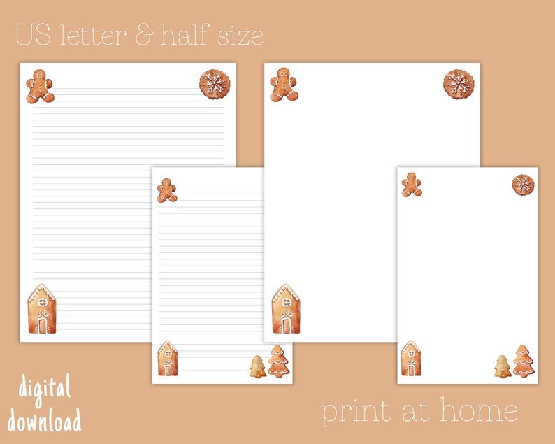 Christmas Letter Writing Paper: Gingerbread Theme (printable) - Etsy