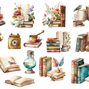 Watercolor Book Lover Clipart Bundle, Book Lover Clipart, Book Png ...