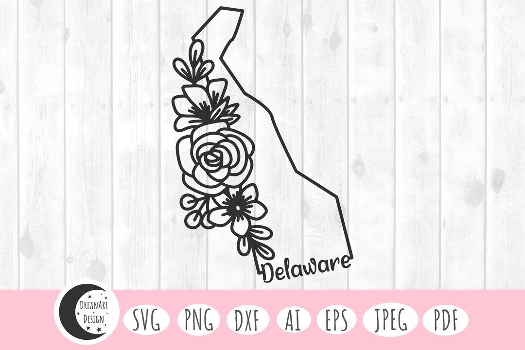 Floral Delaware State SVG: Patriotic America Design (digital Files) - Etsy