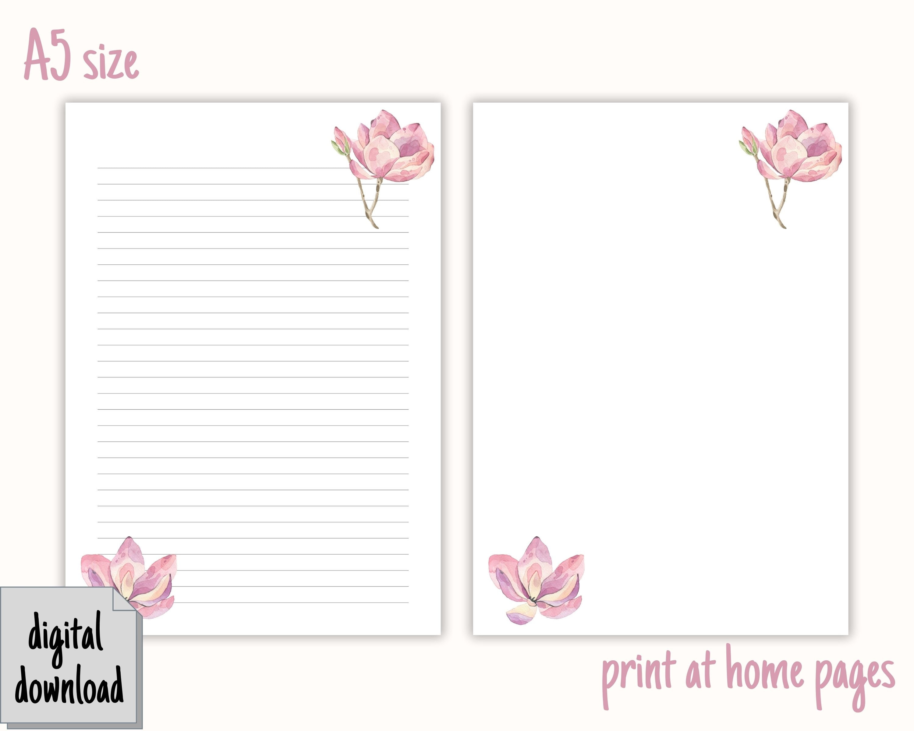 Floral Printable Letter Paper Letter Writing Set Letter - Etsy