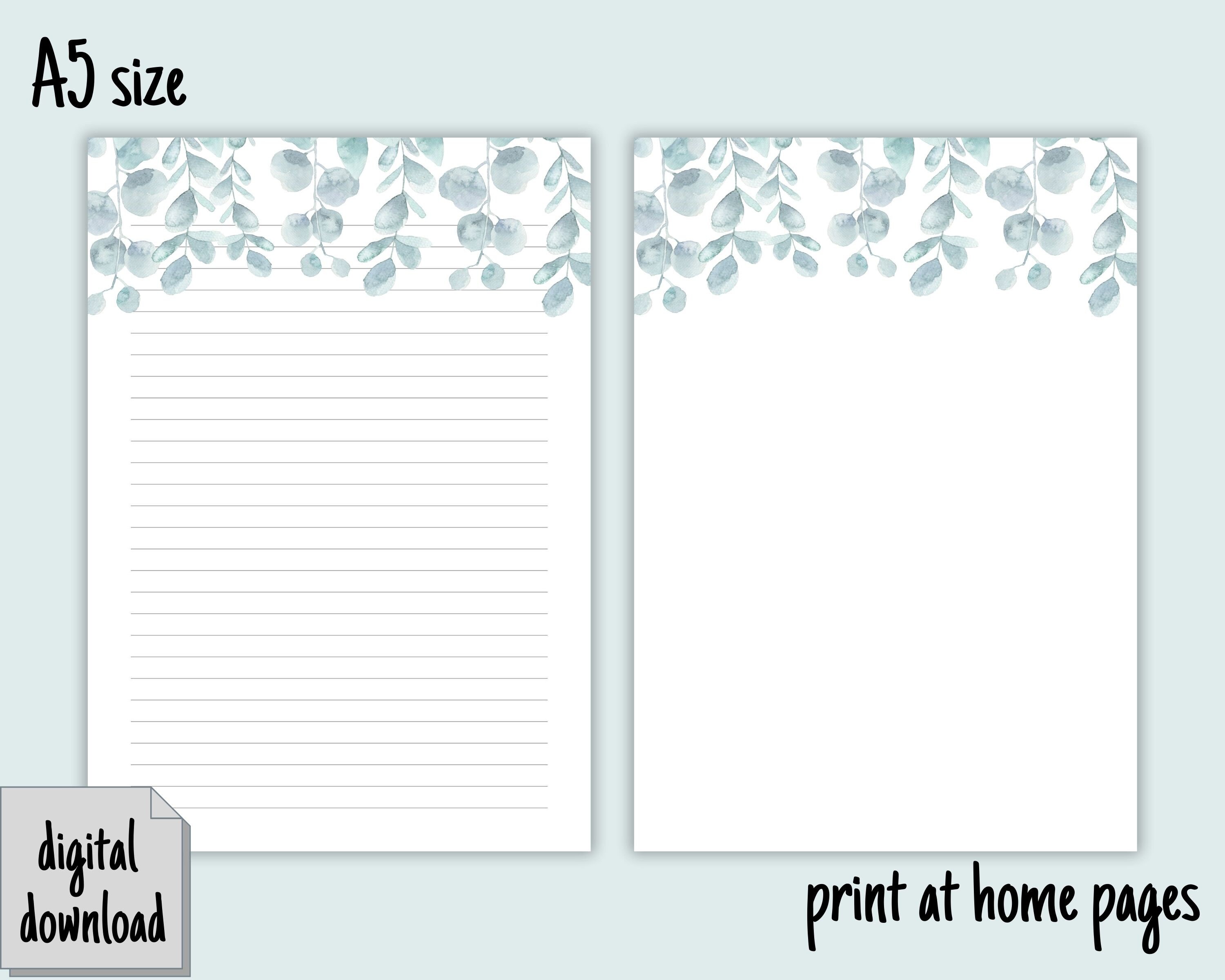 Blue Leaves Printable Stationary Printable Writing Paper - Etsy
