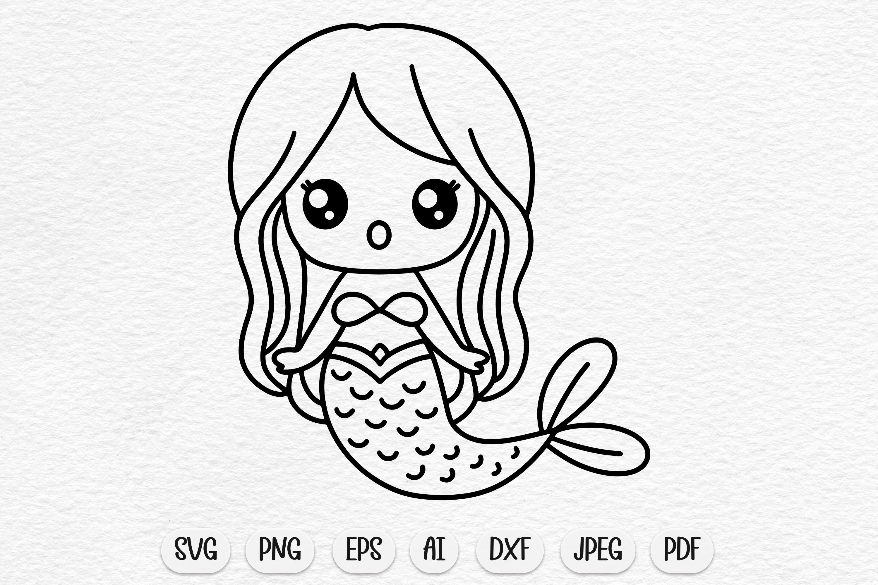 Sirena svg lindo svg kawaii svg niña svg niña svg - Etsy México