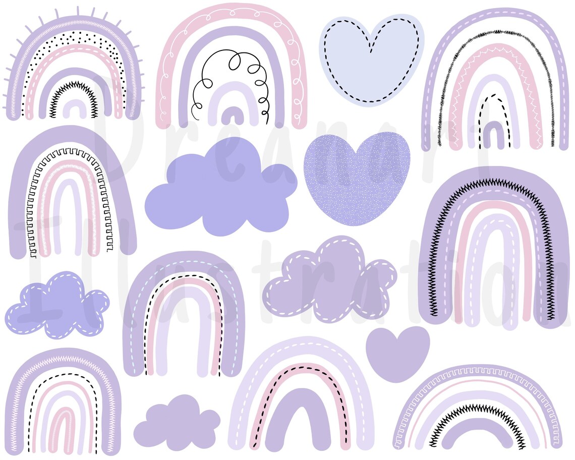 Purple Rainbow Clipart: Boho Rainbow PNG Bundle (digital Download) - Etsy