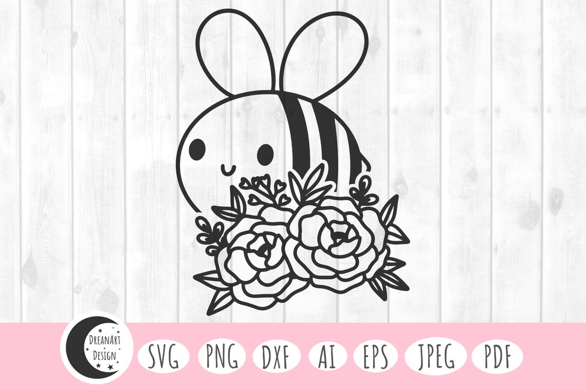 Floral Bee Svg Bee Svg Bee Clipart Bumble Bee Svg Honey - Etsy