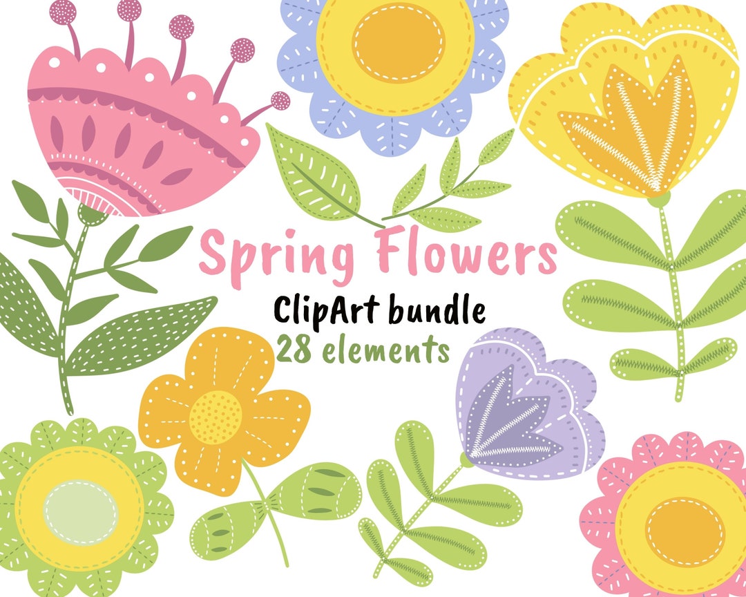 Spring Flower Clipart Bundle: Boho Floral PNG Graphics (28 Elements) - Etsy
