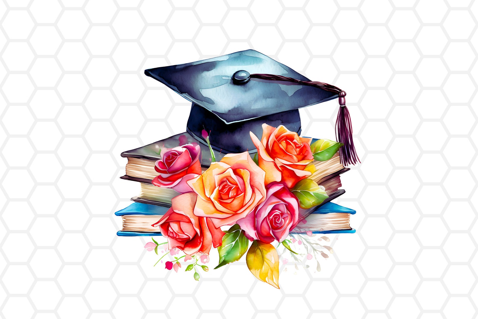 Watercolor Graduation Cap PNG Clipart Bundle (digital Download) - Etsy