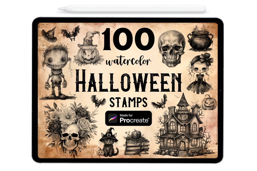 100 Halloween Procreate Stamp Brushes, Procreate Brushes, Procreate ...