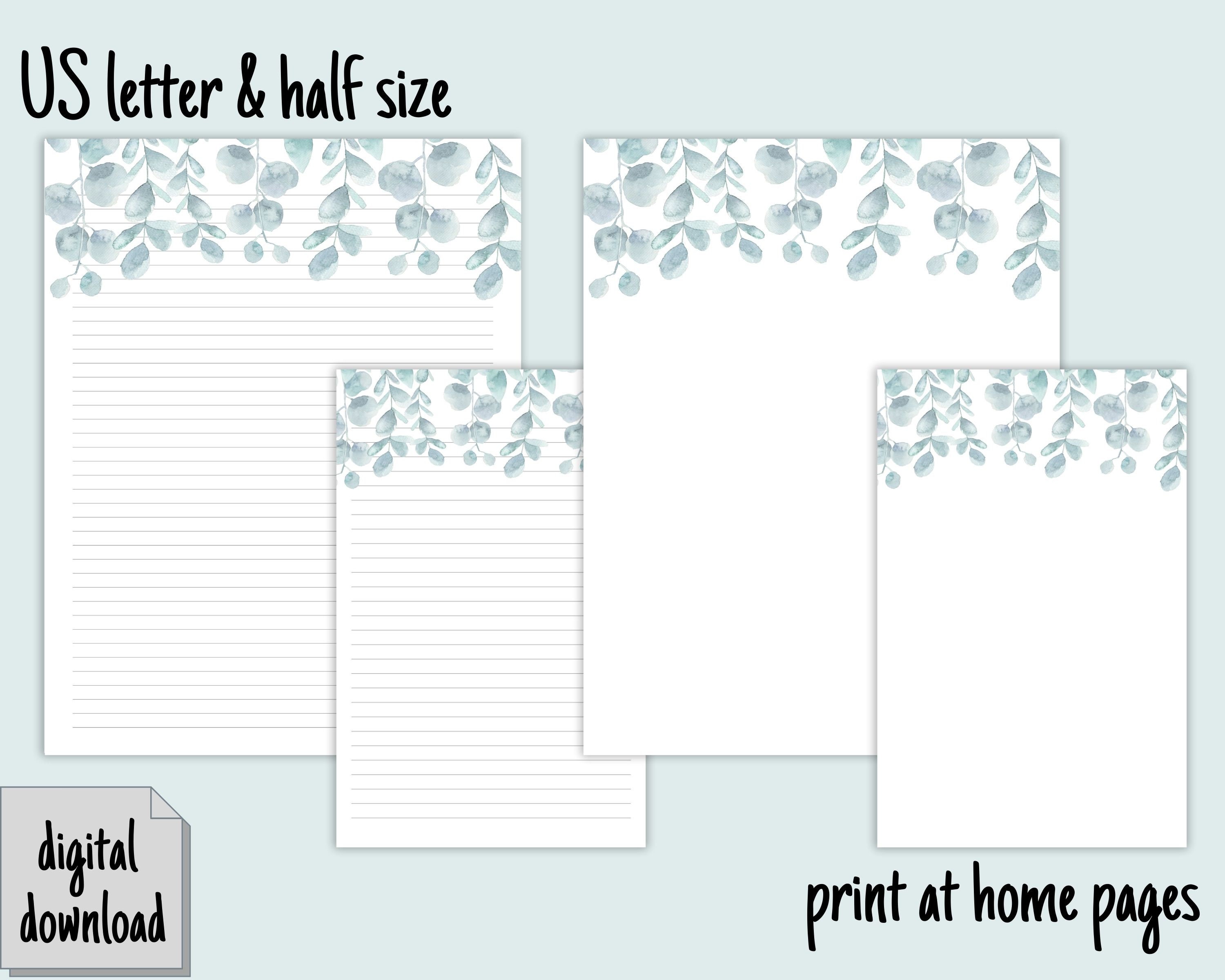 Blue Leaves Printable Stationary Printable Writing Paper - Etsy