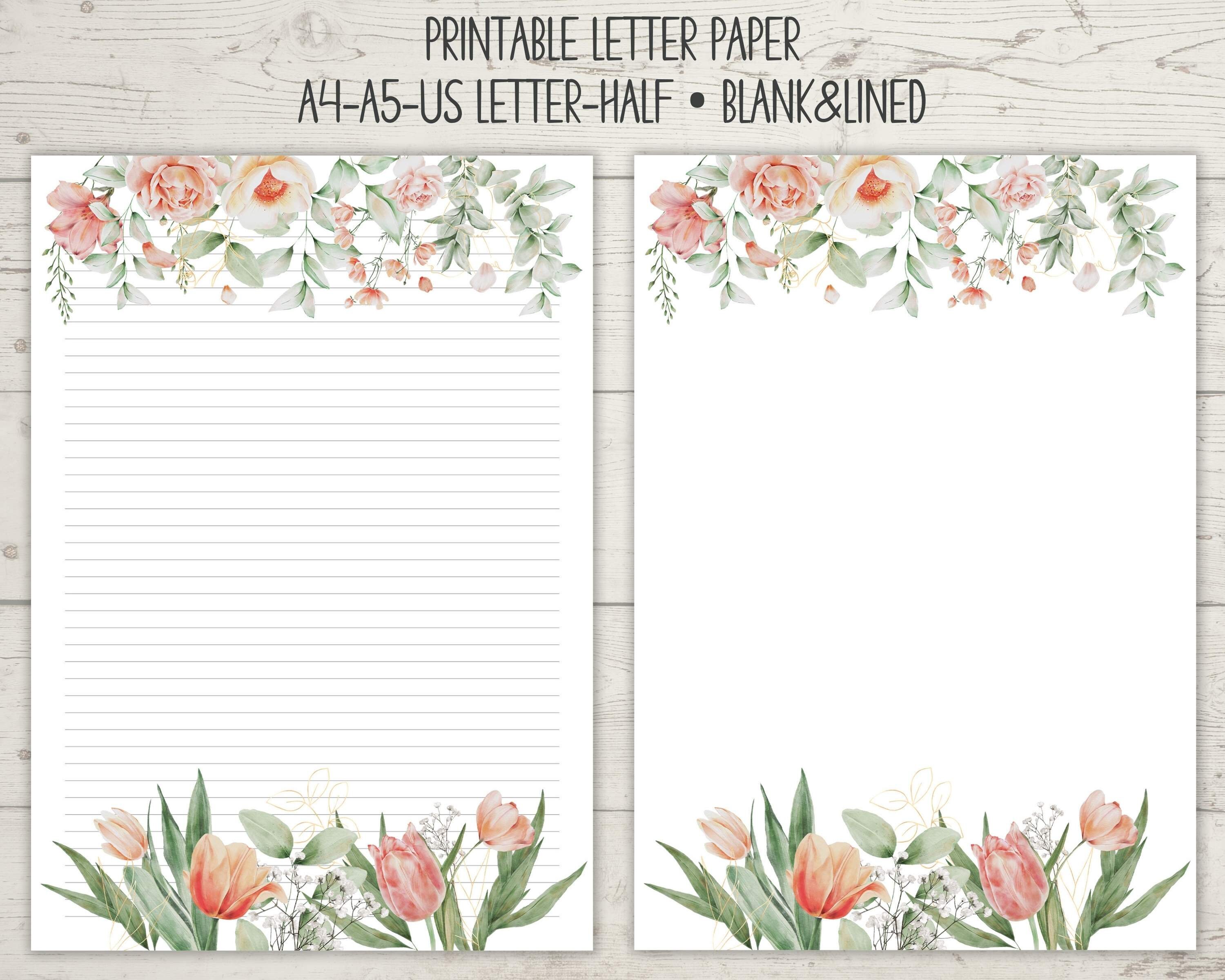 Printable Floral Letter Paper Letter Writing Paper Letter - Etsy Canada