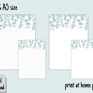 Blue Leaves Printable Stationary, Printable Writing Paper, Printable ...