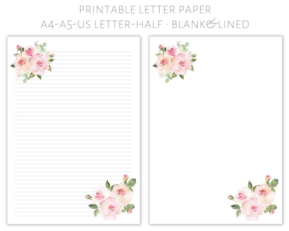 Printable Floral Letter Paper Letter Writing Paper Letter - Etsy